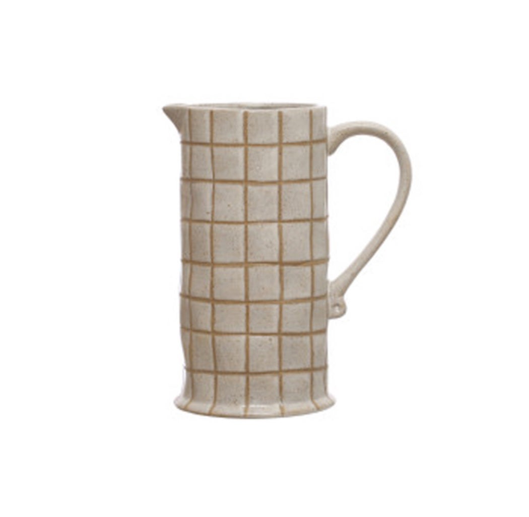 Wax Relief Gridded Pitcher - Cream & Brown | Tosh Co. Home Store