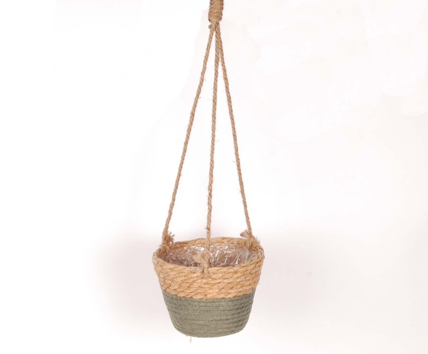 Hanging Straw Pot with Green Base | Tosh Co. Home Store