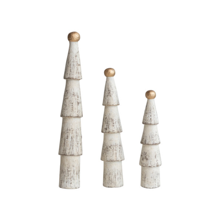 Paper Mache Trees with Gold Top - 3 Sizes | Tosh Co. Home Store